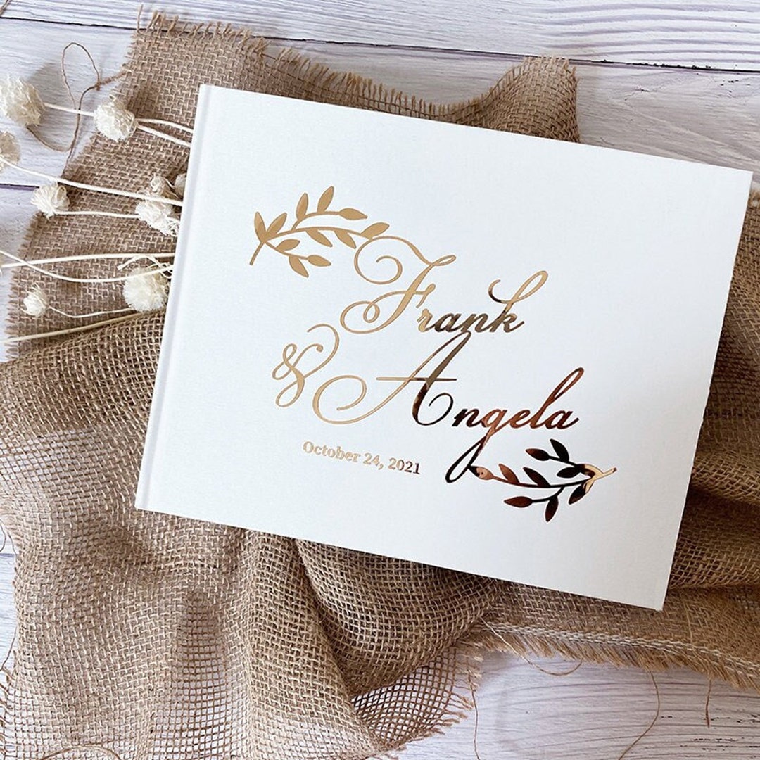Personalized White Wedding Guest Book | Custom Elegant Mr and Mrs ...