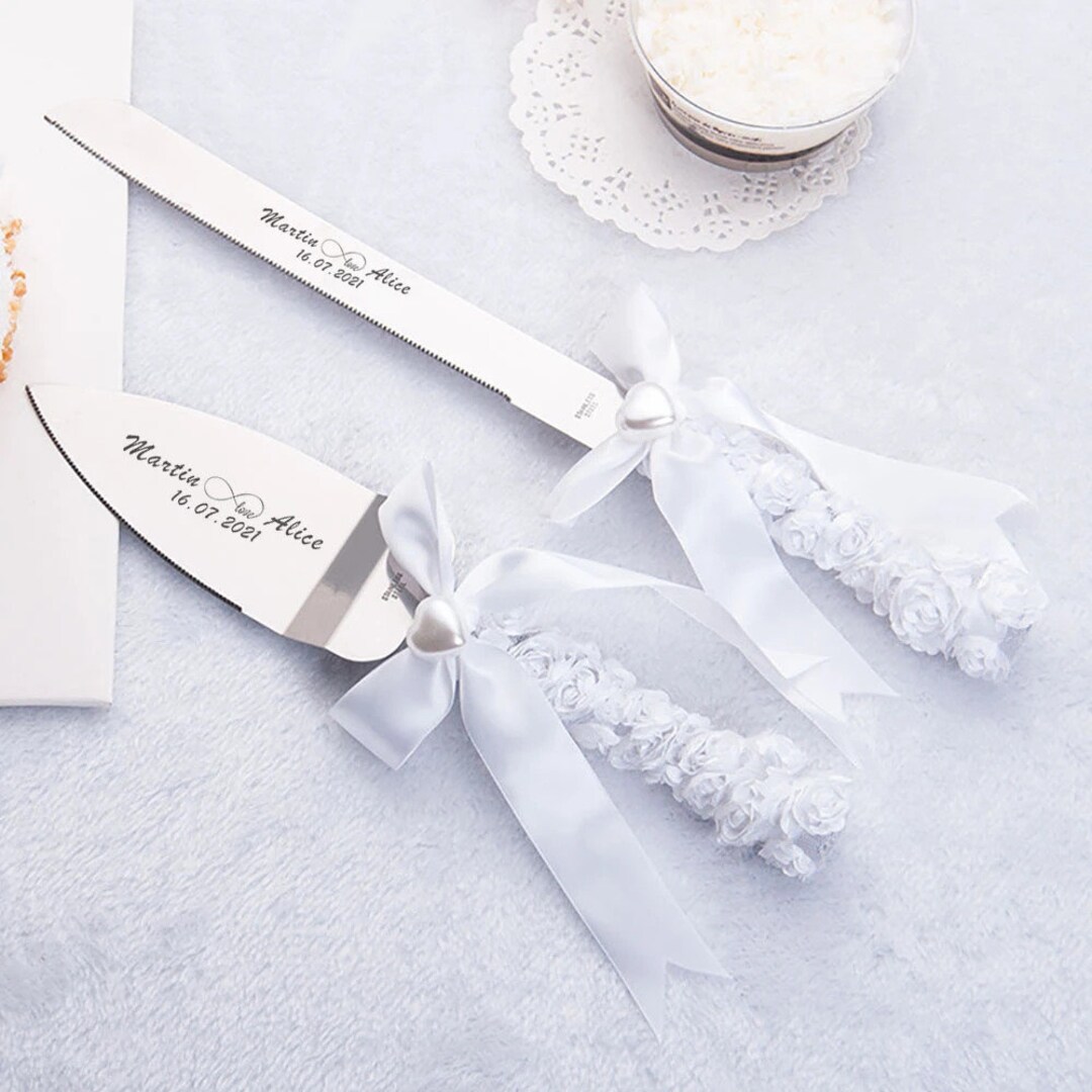 Wedding Custom Wedding Cake Knife Set Personalized Engraved Luxury Cake ...