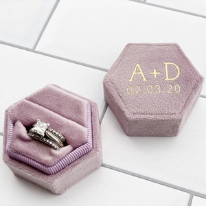 Customized Hexagonal Velvet Ring Box Custom Engagement Wedding Single ...