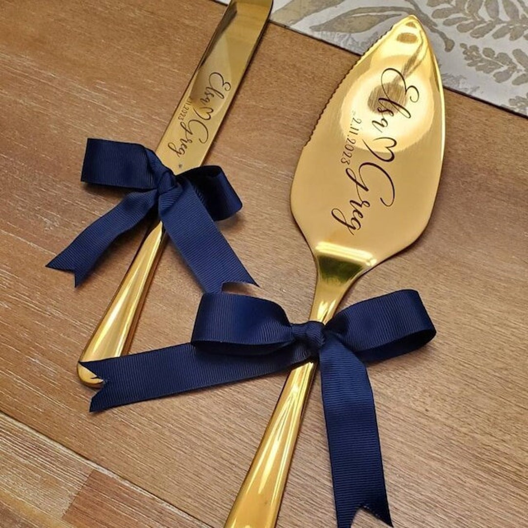 Wedding Custom Wedding Cake Knife Set | Personalized Engraved Luxury ...