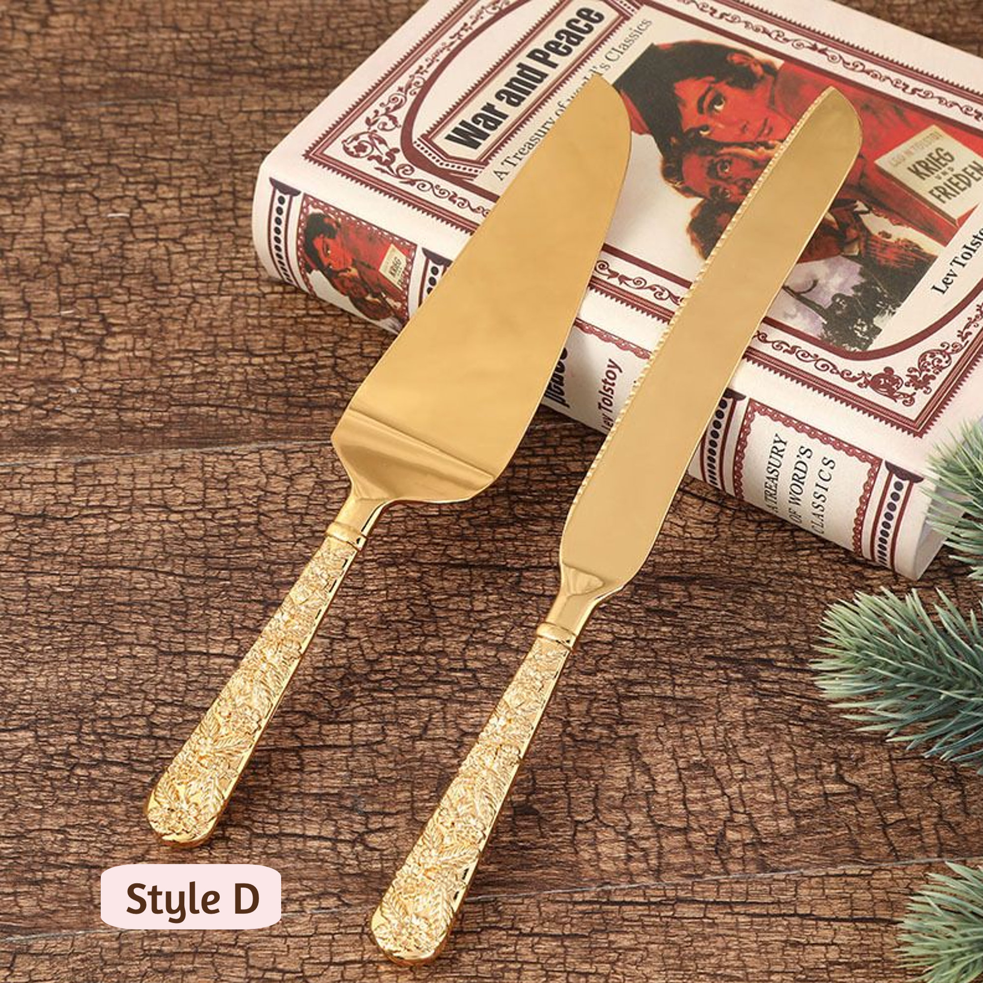 Luxury Golden Custom Wedding Cake Knife Set Personalized - Etsy