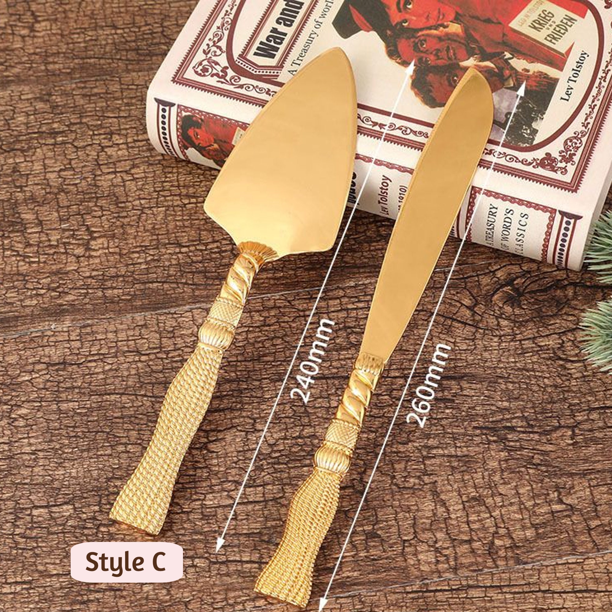 Luxury Golden Custom Wedding Cake Knife Set Personalized - Etsy