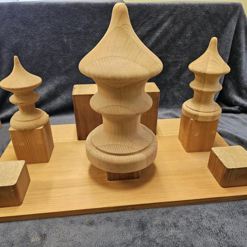 Wood Finial for Post Deck Fence - Multiple Sizes Available - 4" 5" 6" 8 ...