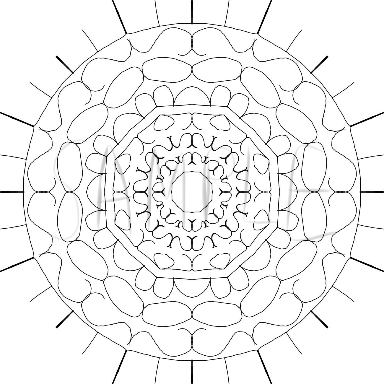 Hand Drawn Mandala Colouring Sheet - Etsy