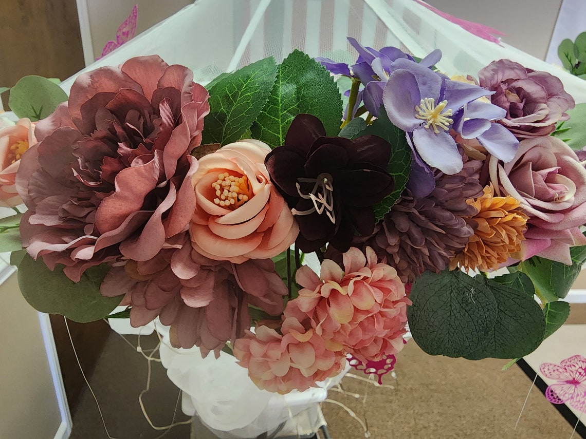 Flower Canopy With Fairy Lights remote Included and Butterfly Accents ...