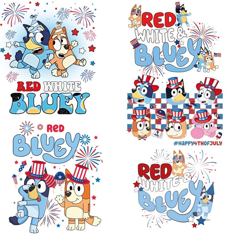 Bluey 4th July PNG Bundle Bluey Dog Family 4th of July Png - Etsy