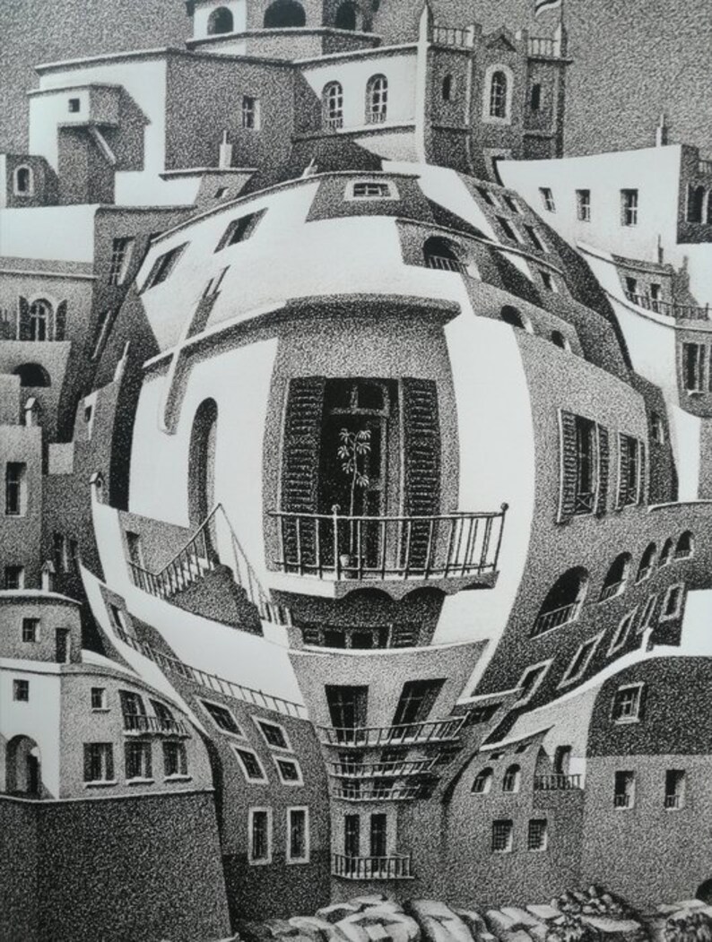 M. C. Escher - Balcony - Impossible Bubble Perspective XXL - 2004 - Etsy