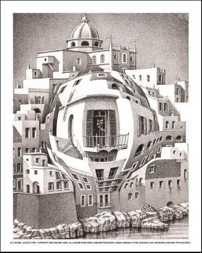 M. C. Escher - Balcony - Impossible Bubble Perspective XXL - 2004 - Etsy