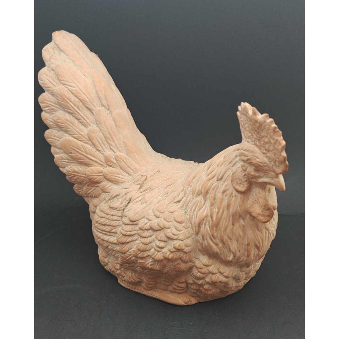 Vintage Terracotta Chicken Figurine Rustic Farmhouse Decor - Etsy