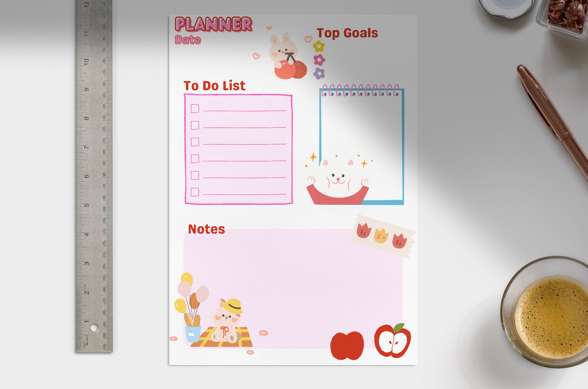 Cute Printable Planner | Digital Download | Kawaii and Aesthetic ...