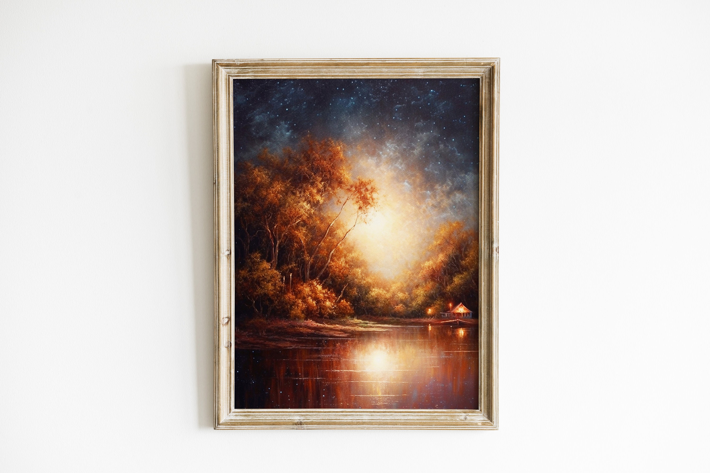Star Gazing Landscape Printable Wall Art Vintage Landscape - Etsy