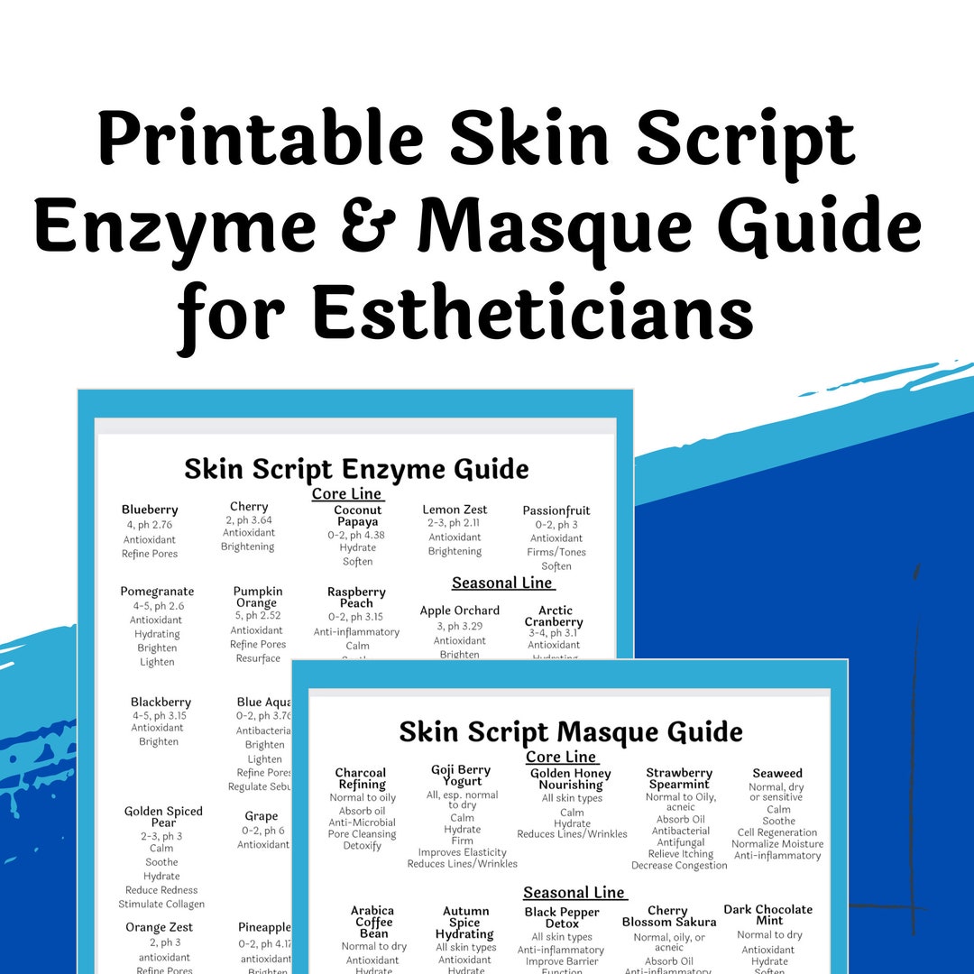 Skin Script Enzyme & Masque Guide for Estheticians - Printable - Etsy