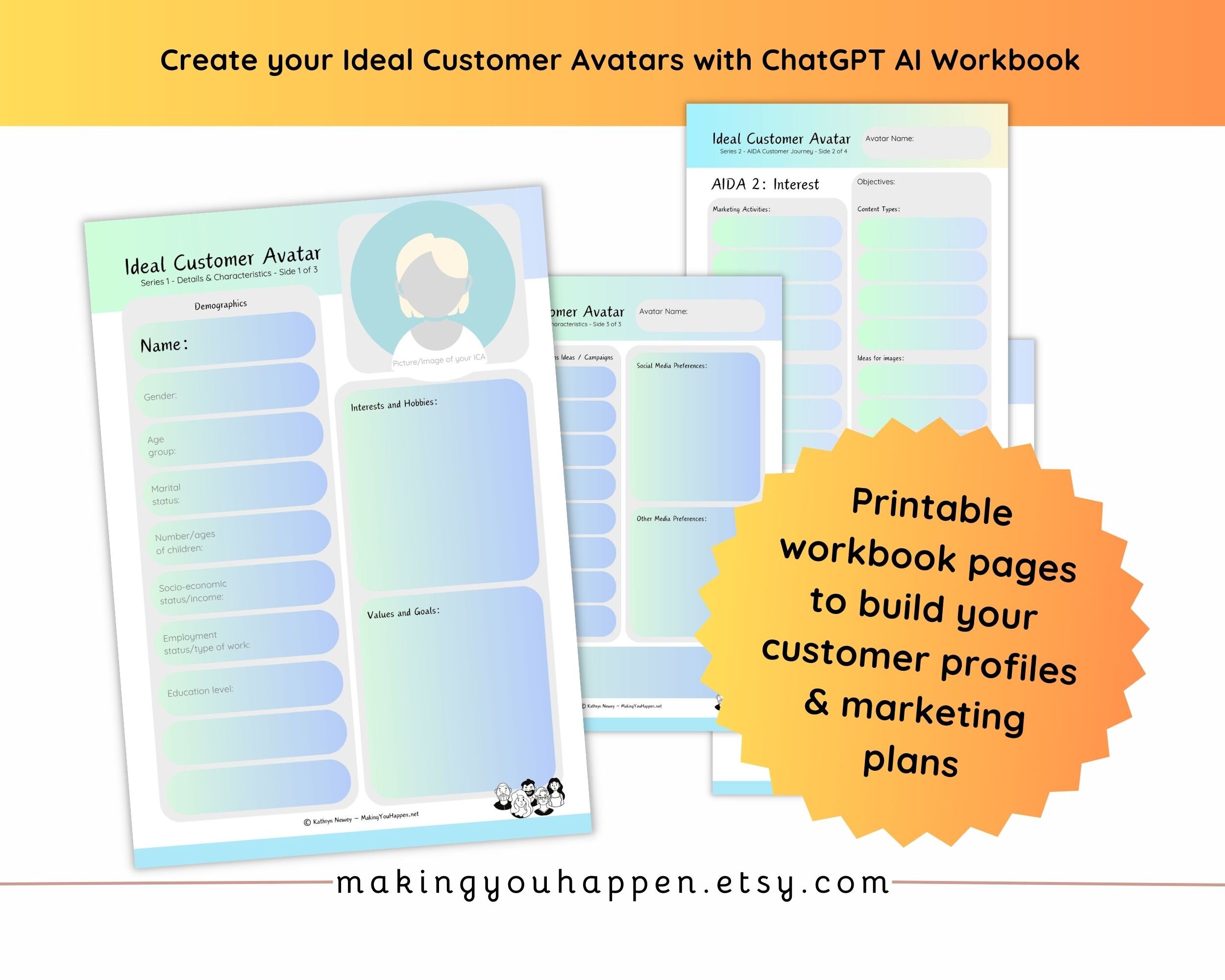 Ideal Customer Avatar Workbook Customisable Chatgpt Prompts Niche ...