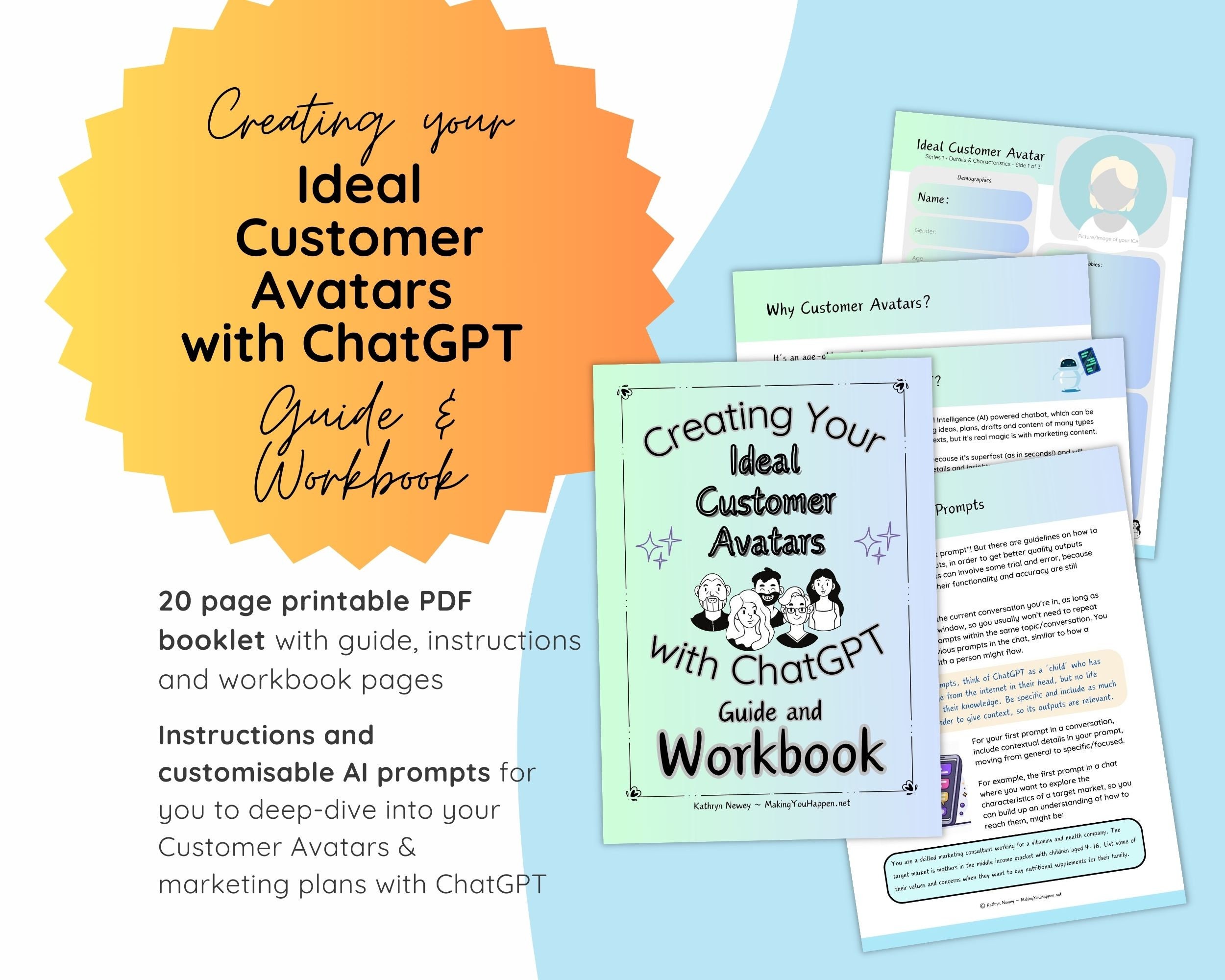 Ideal Customer Avatar Workbook Customisable Chatgpt Prompts Niche ...
