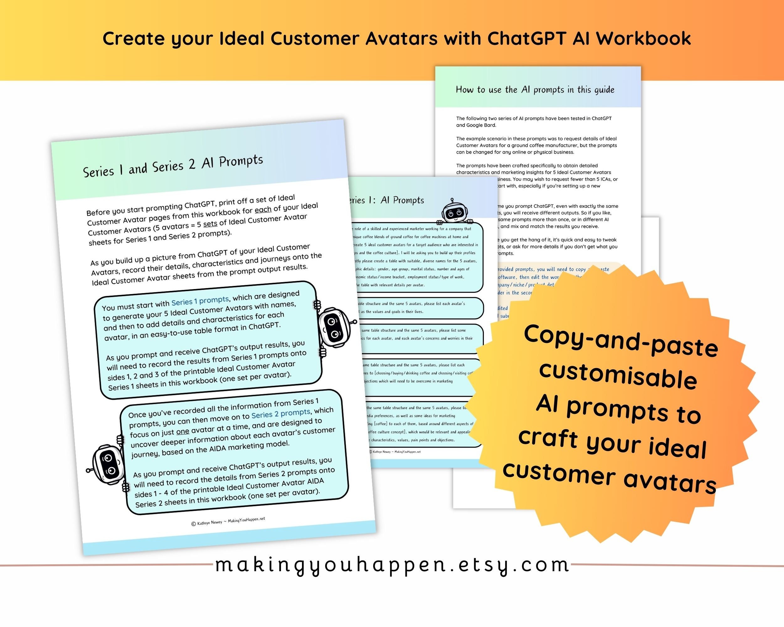 Ideal Customer Avatar Workbook Customisable Chatgpt Prompts Niche ...