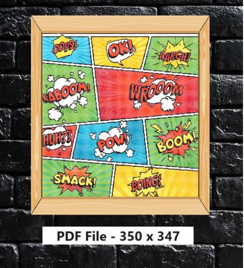 Comic Book Words Pattern PDF Instant Download - Etsy