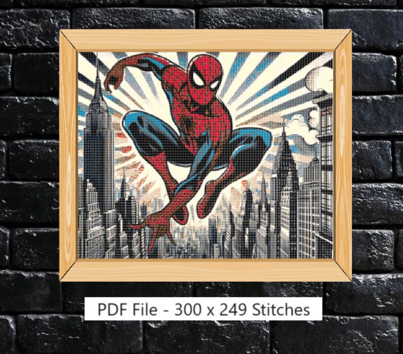 Spiderman Comic City Cross Stitch Pattern PDF Instant Download - Etsy ...