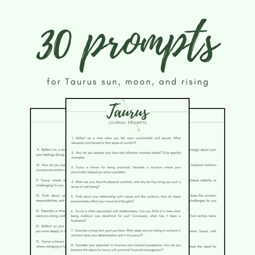 30 Taurus-inspired Journal Prompts for Self-discovery & Growth ...