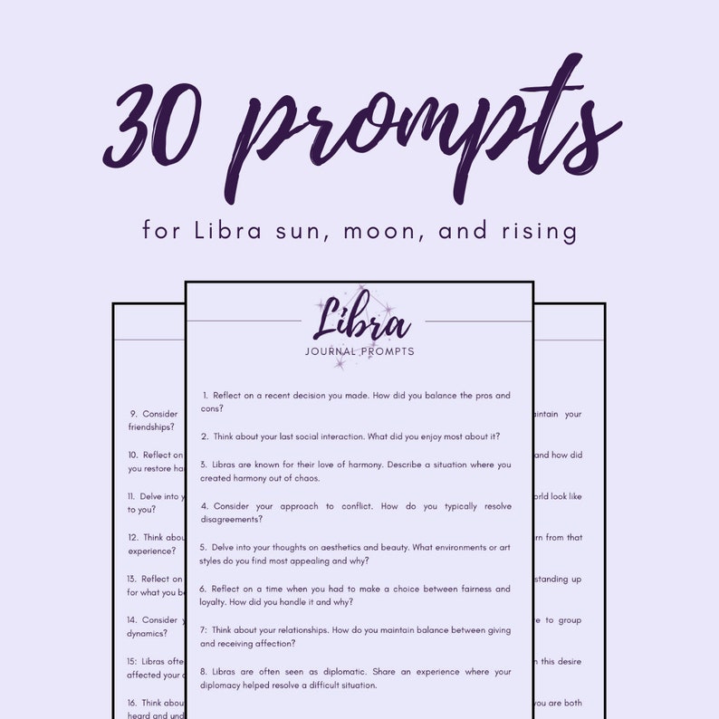 30 Libra-inspired Journal Prompts for Self-discovery & Balance Digital ...