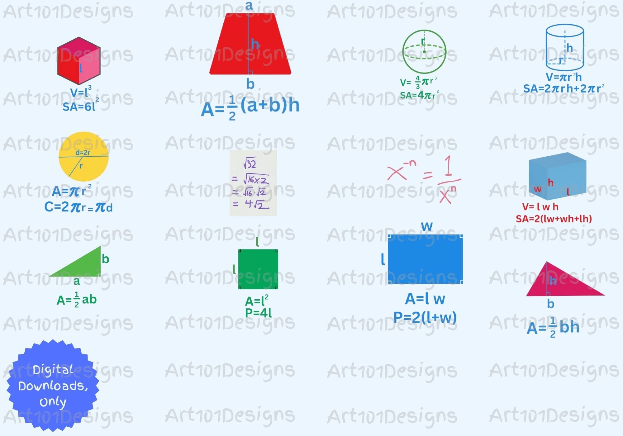 Art101designs Math Clipart Back to School Doodle School Math PNG ...