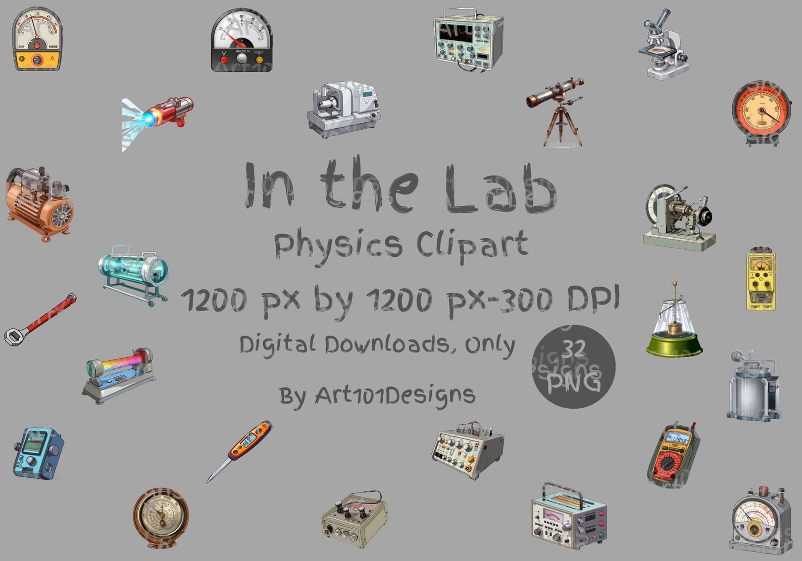 In the Lab Physics Clipart - Physics Art - Science Lab Decor - Physics ...