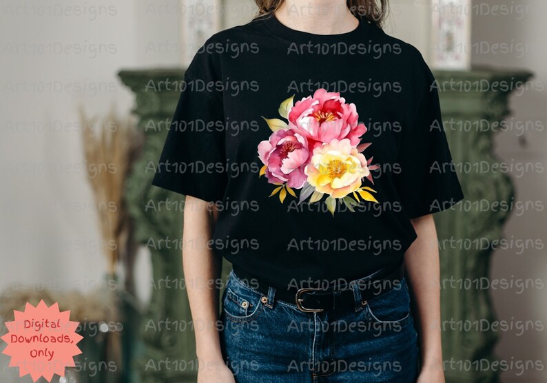 Watercolor Peonies Clipart Set Watercolor Flower Clipart Floral Clipart ...