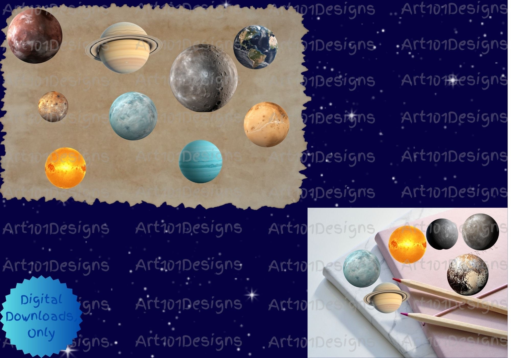 18 Realistic Solar System Clipart Solar System Print Solar System ...