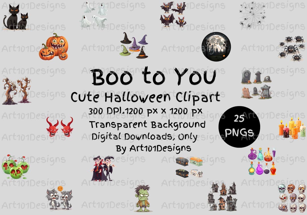 Boo to You, Cute Halloween Clipart, Halloween Download Digital ...