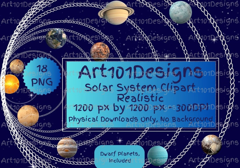 18 Realistic Solar System Clipart - Solar System Print - Solar System ...