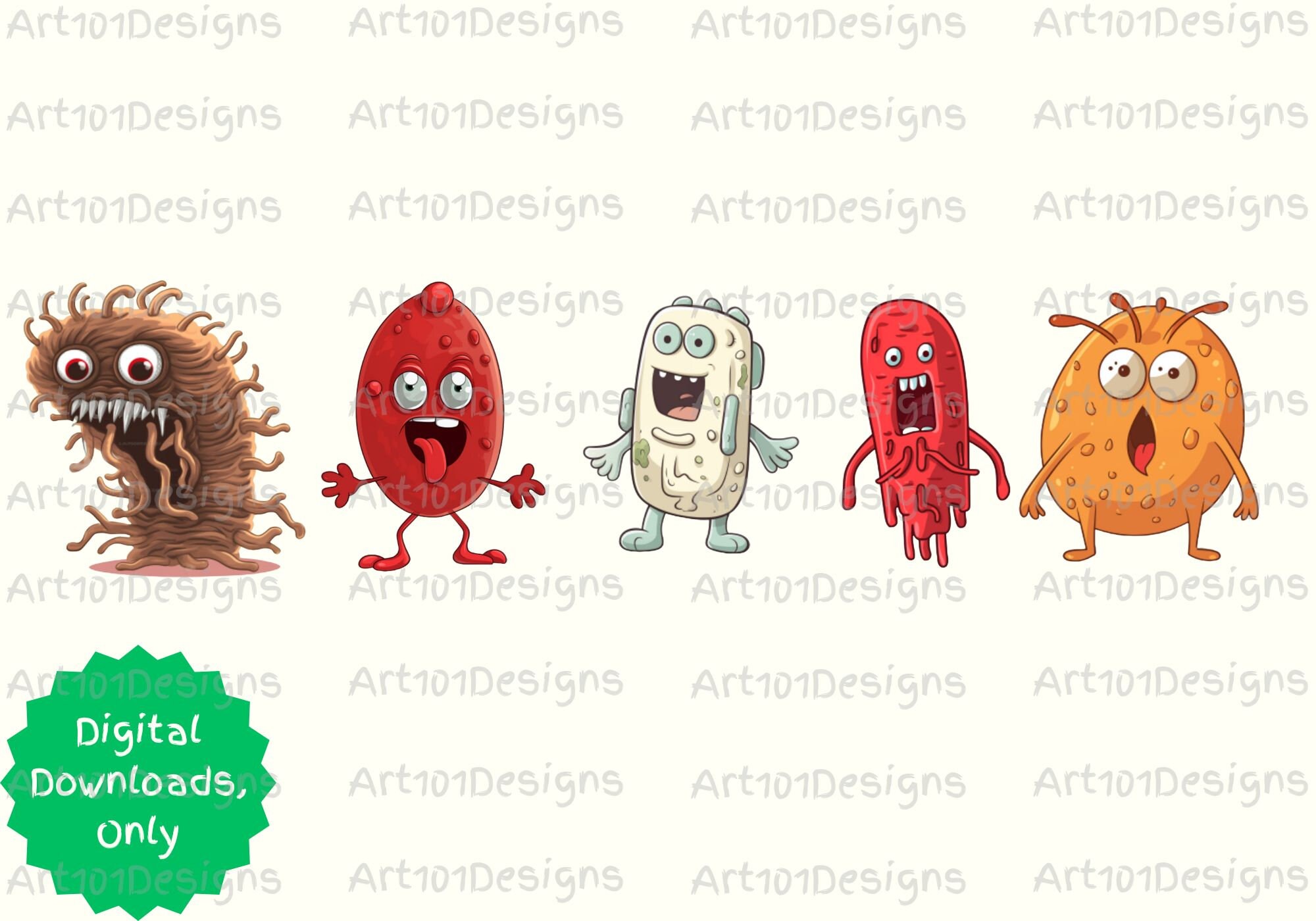 Funny Microorganism Clipart - Cartoon Microorganisms Clipart - Microbes ...