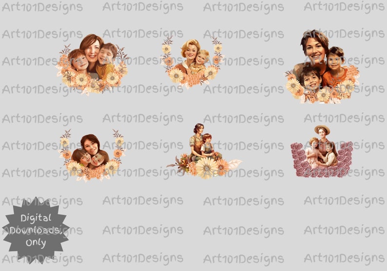 Mother's Day Clipart Set Mother's Day Clipart Mother's Day PNG Family ...