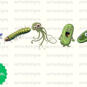 Funny Microorganism Clipart - Cartoon Microorganisms Clipart - Microbes ...