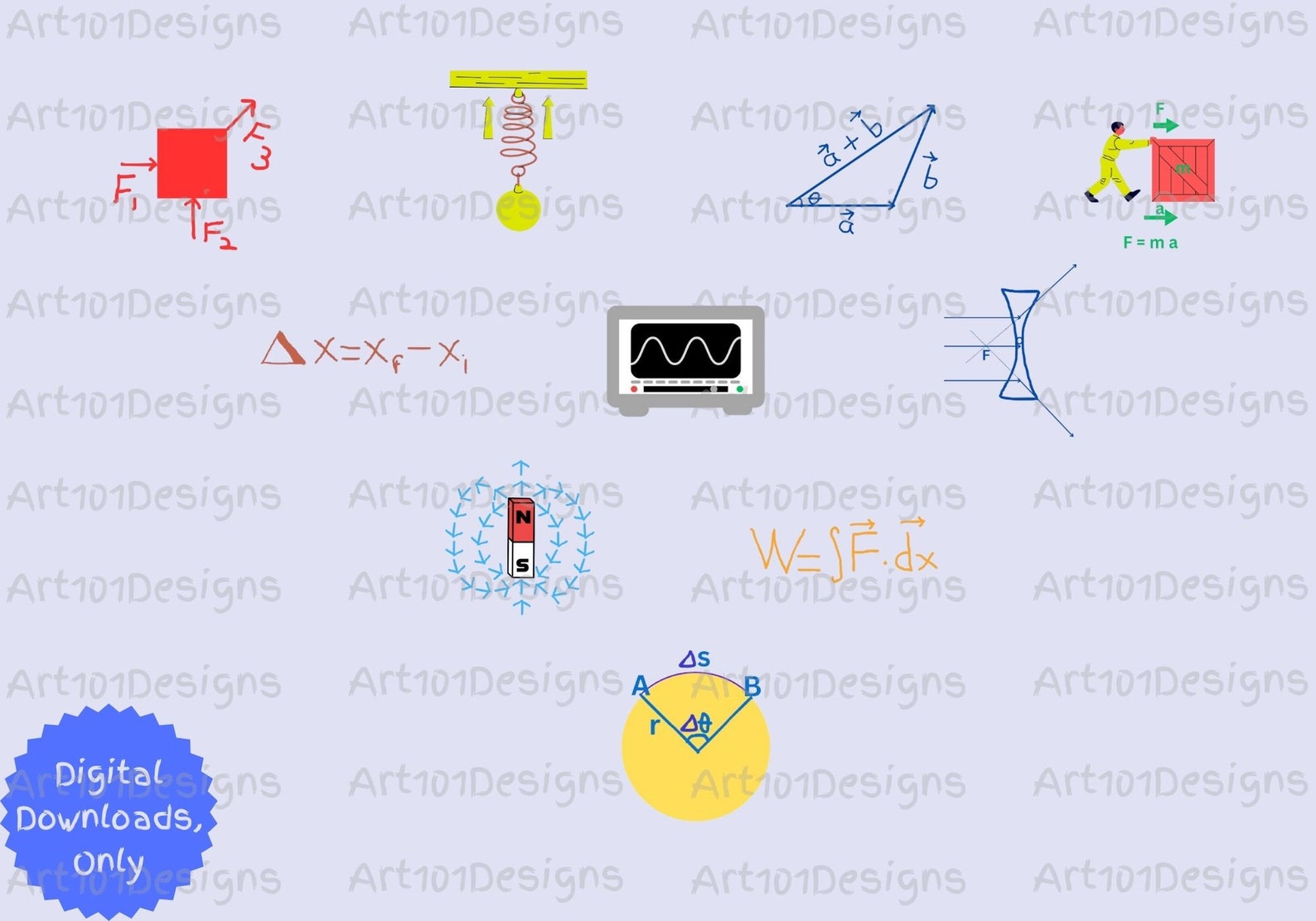 Art101designs Physics Clipart - Physics Printables - Physics Prints ...