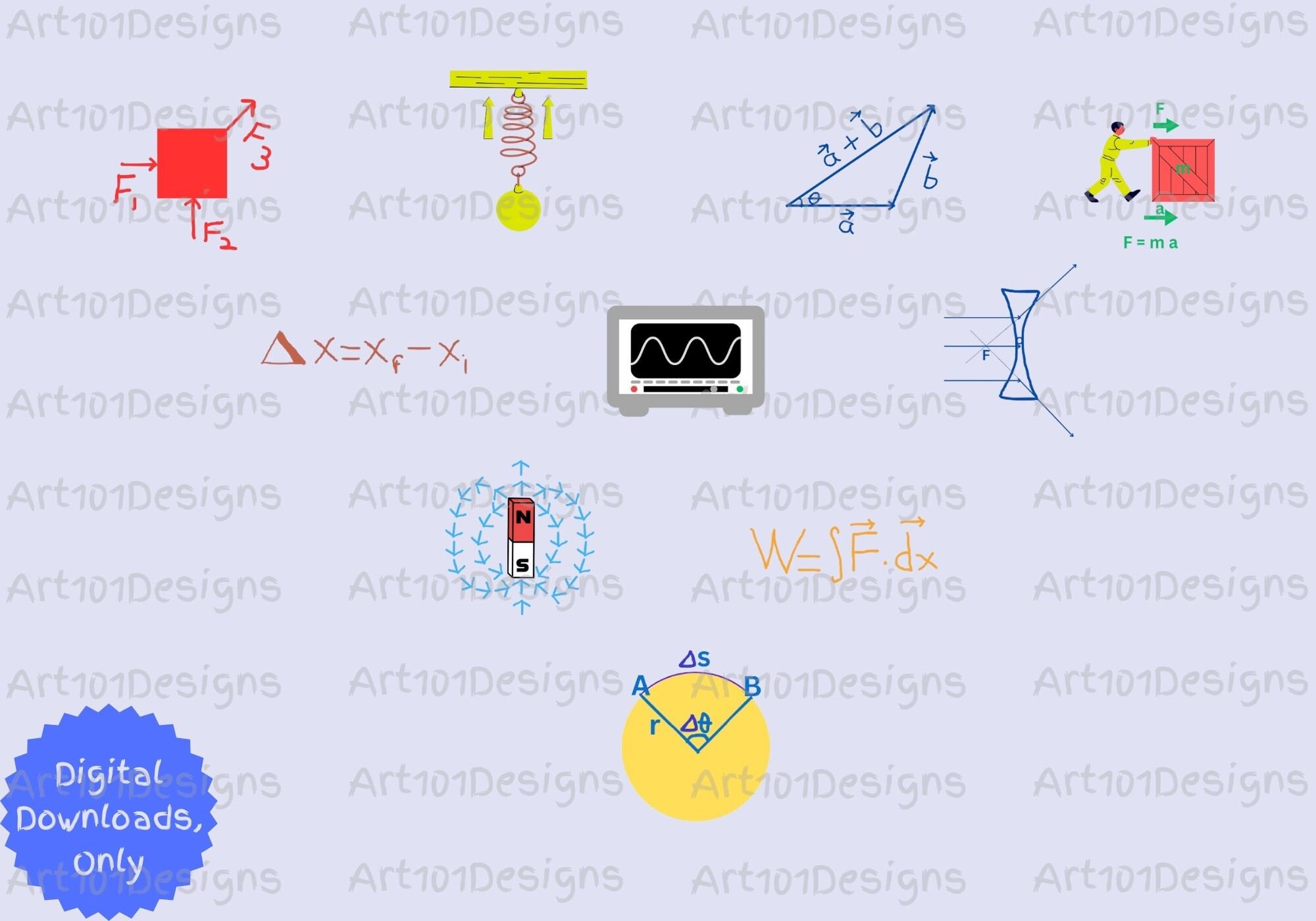 Art101designs Physics Clipart - Physics Printables - Physics Prints ...