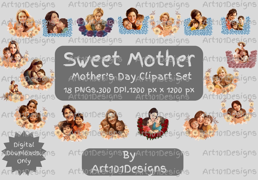 Mother's Day Clipart Set - Mother's Day Clipart - Mother's Day PNG ...