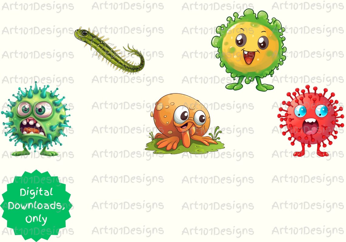 Funny Microorganism Clipart Cartoon Microorganisms Clipart Microbes PNG ...
