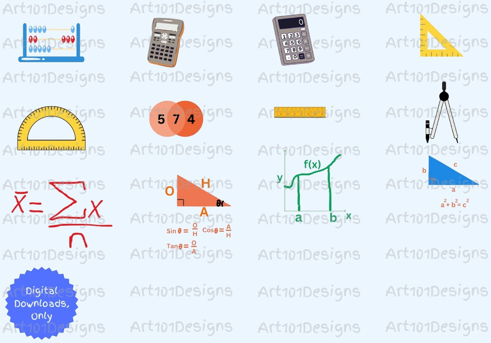 Art101designs Math Clipart Back to School Doodle School Math PNG ...