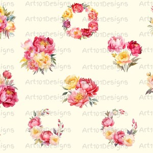 Watercolor Peonies Clipart Set - Watercolor Flower Clipart - Floral ...