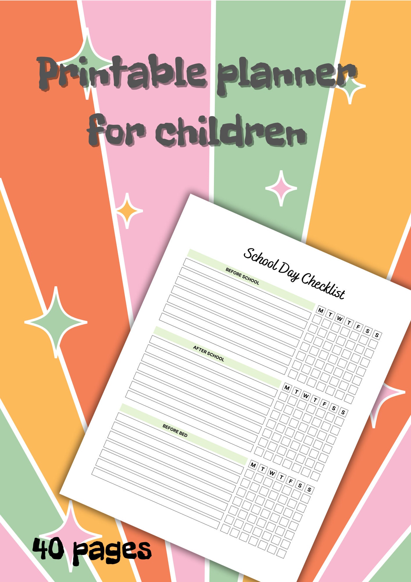 Digital Kids Planner Printable Responsibility Planner / Chore Chart ...