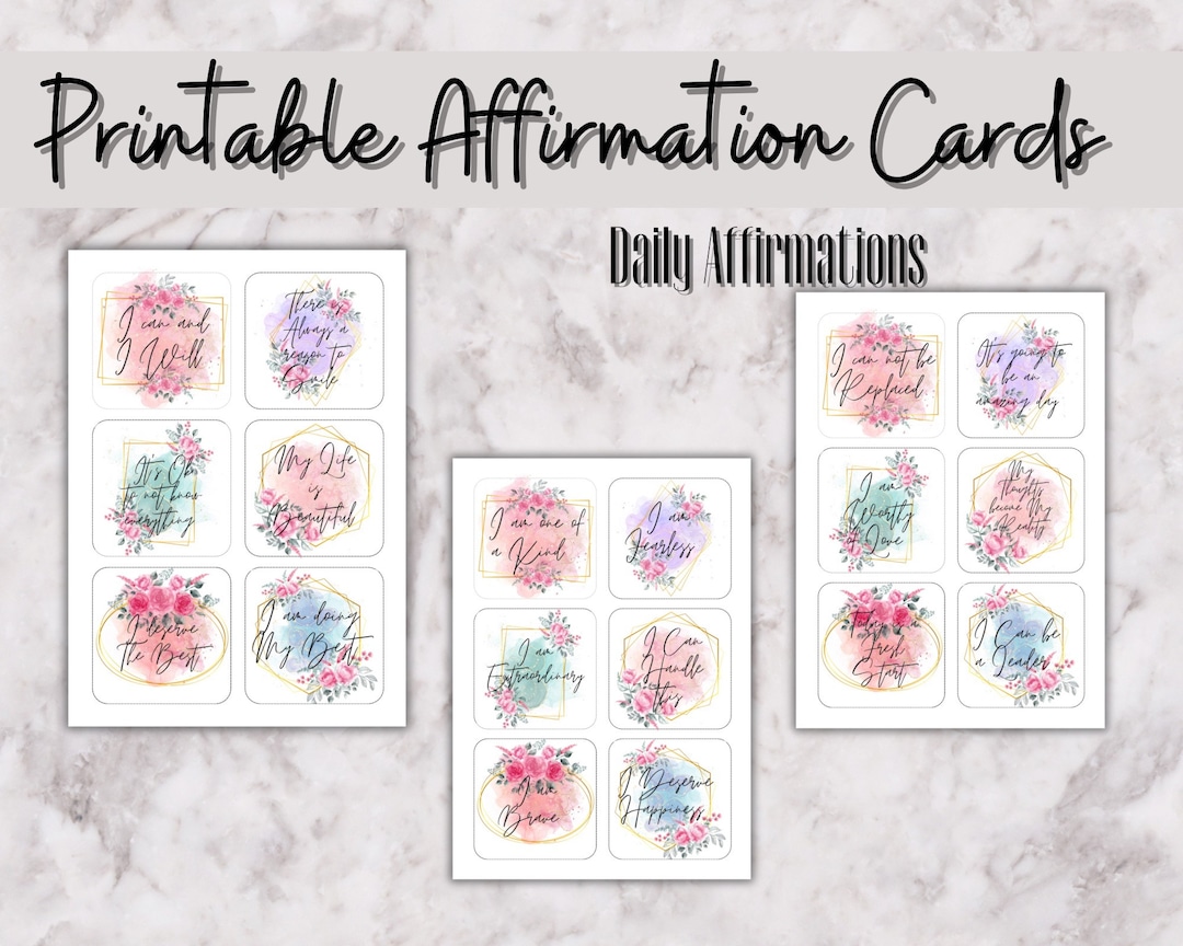 48 Printable Daily Affirmation Cards, Motivational Cards for Every Day ...