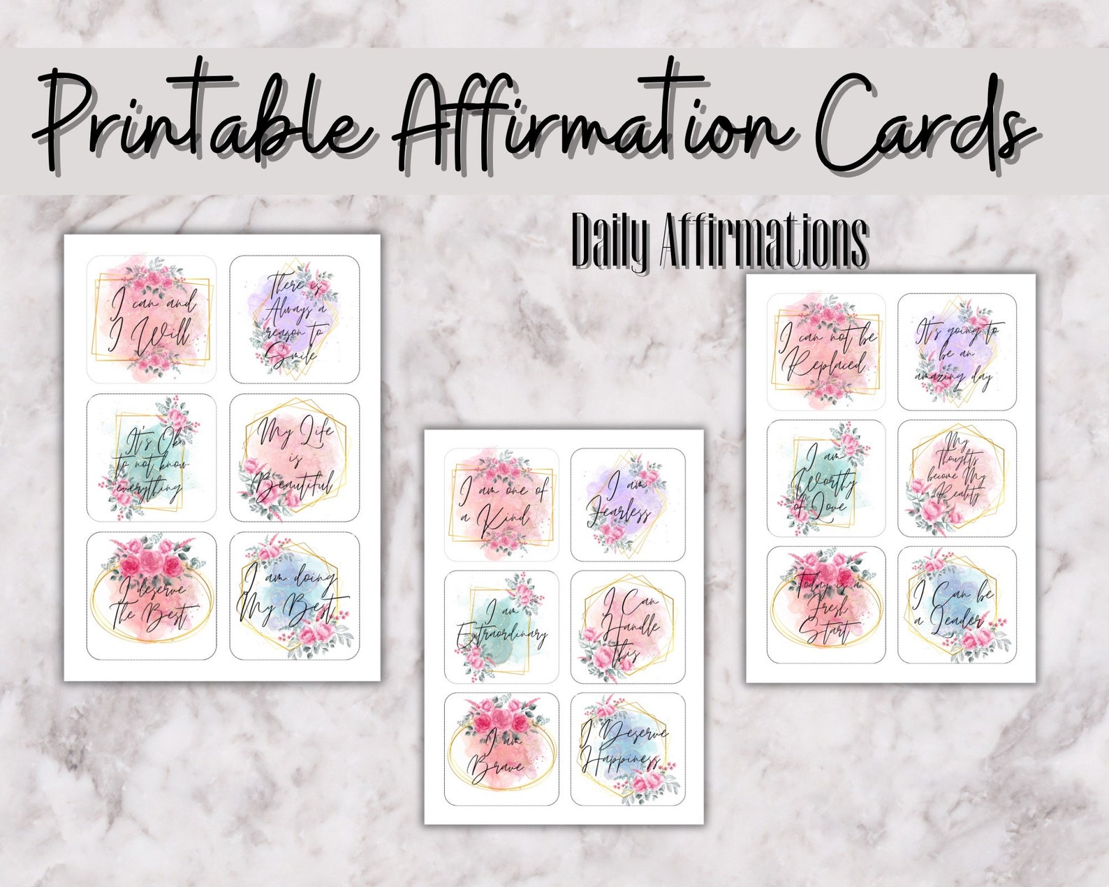 48 Printable Daily Affirmation Cards, Motivational Cards for Every Day ...