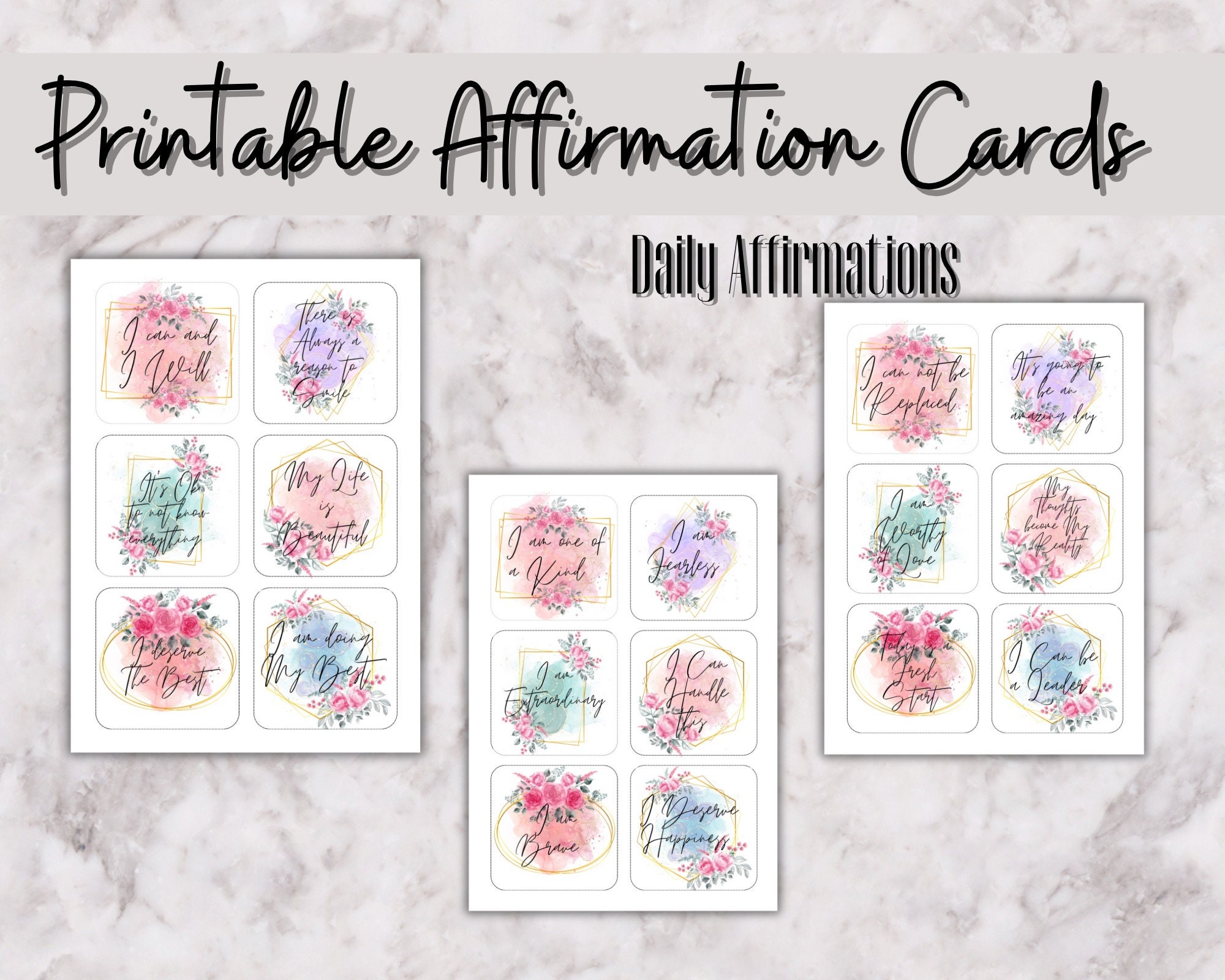 48 Printable Daily Affirmation Cards, Motivational Cards for Every Day ...