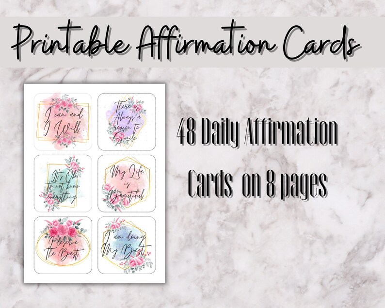 48 Printable Daily Affirmation Cards, Motivational Cards for Every Day ...
