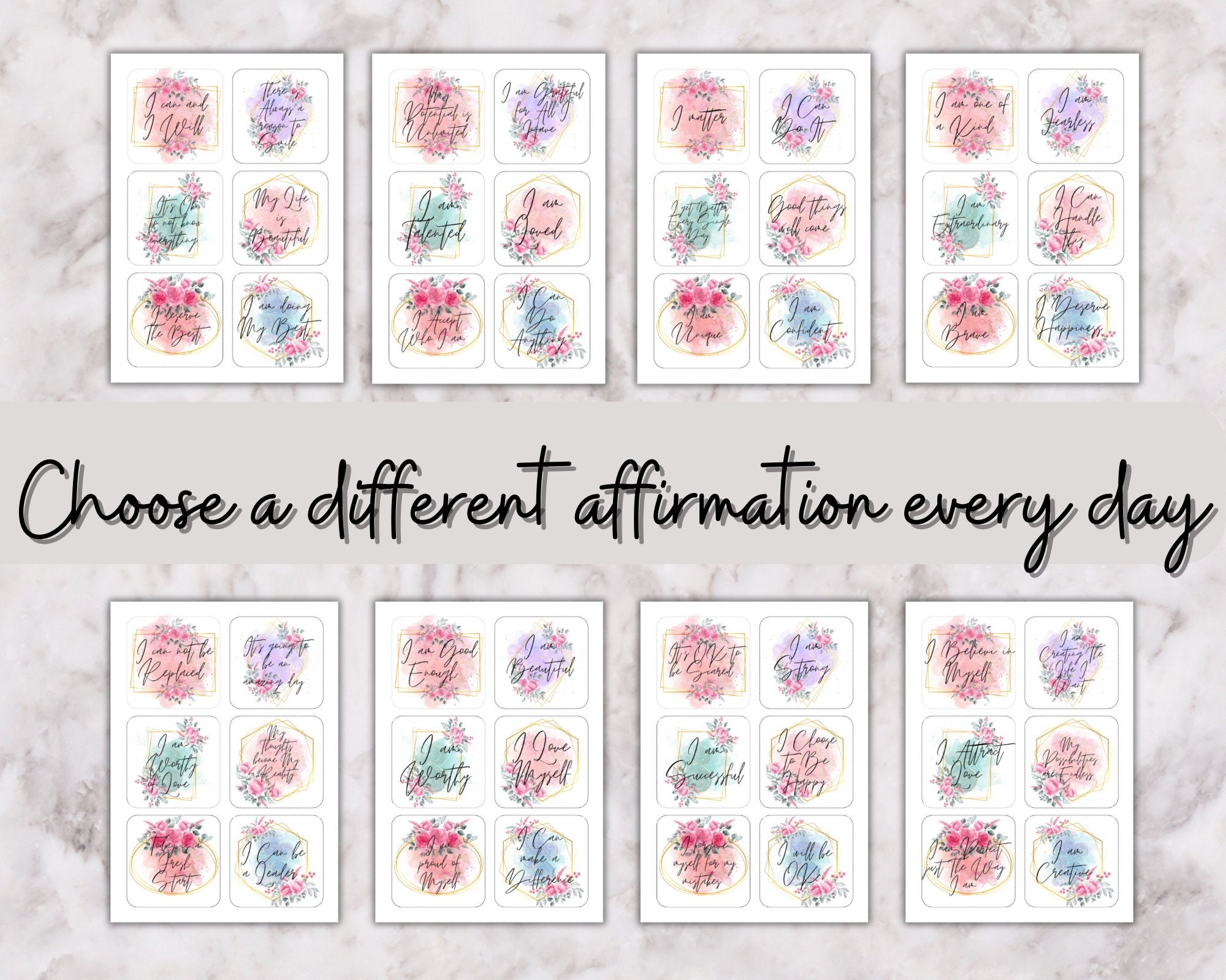 48 Printable Daily Affirmation Cards, Motivational Cards for Every Day ...