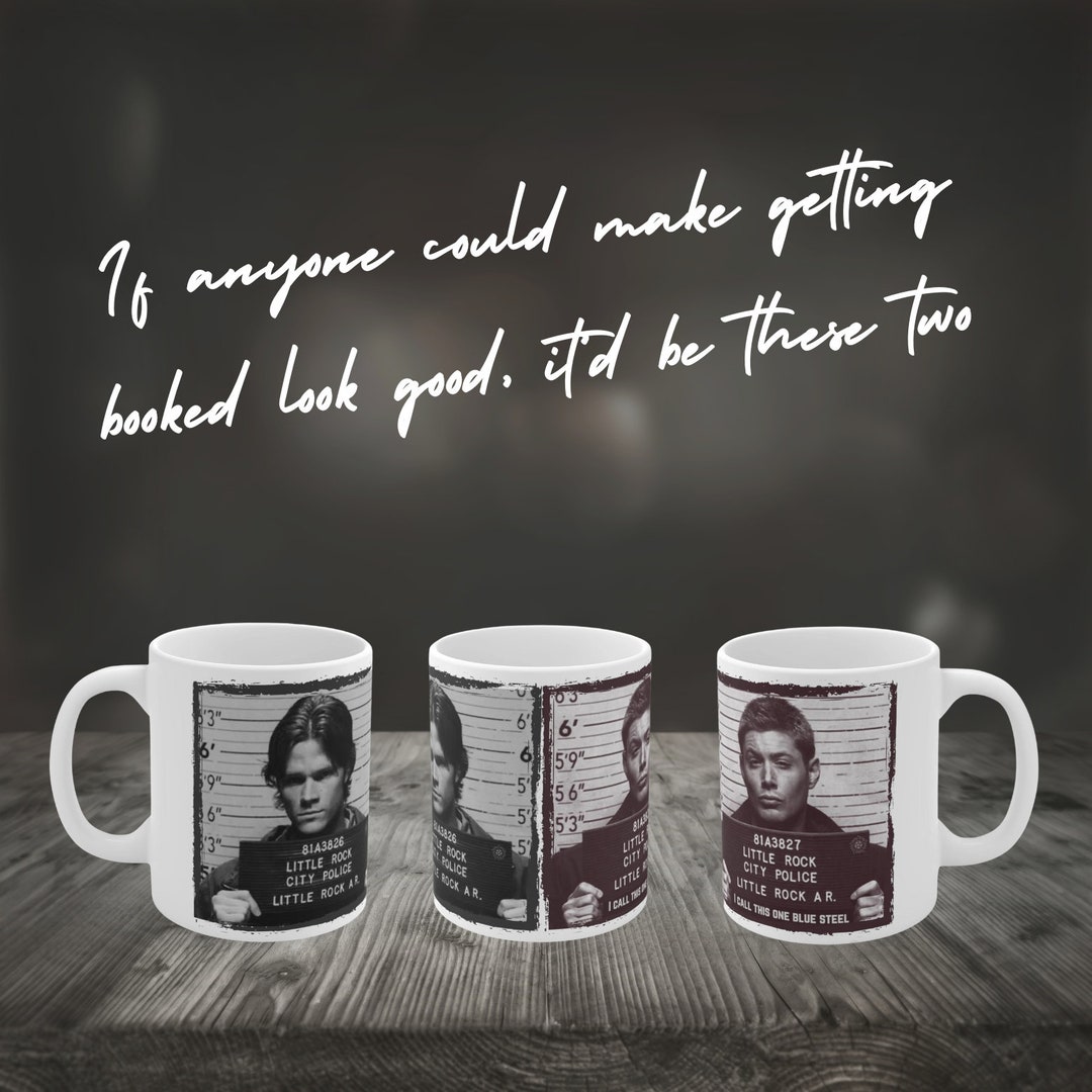 Supernatural Sam and Dean Mugshot Mug 11oz, Supernatural, Moose ...
