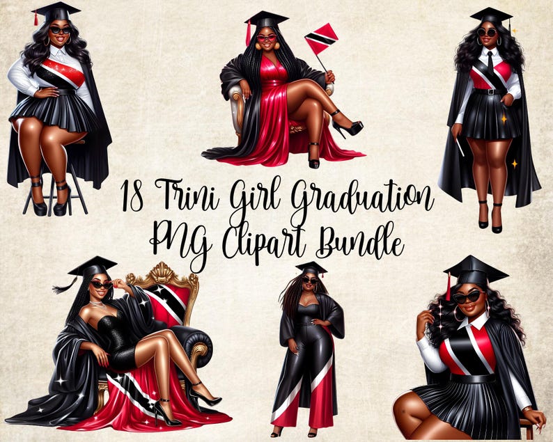Trinidadian Graduation Clipart, Trini Graduating Girls Planner Stickers ...