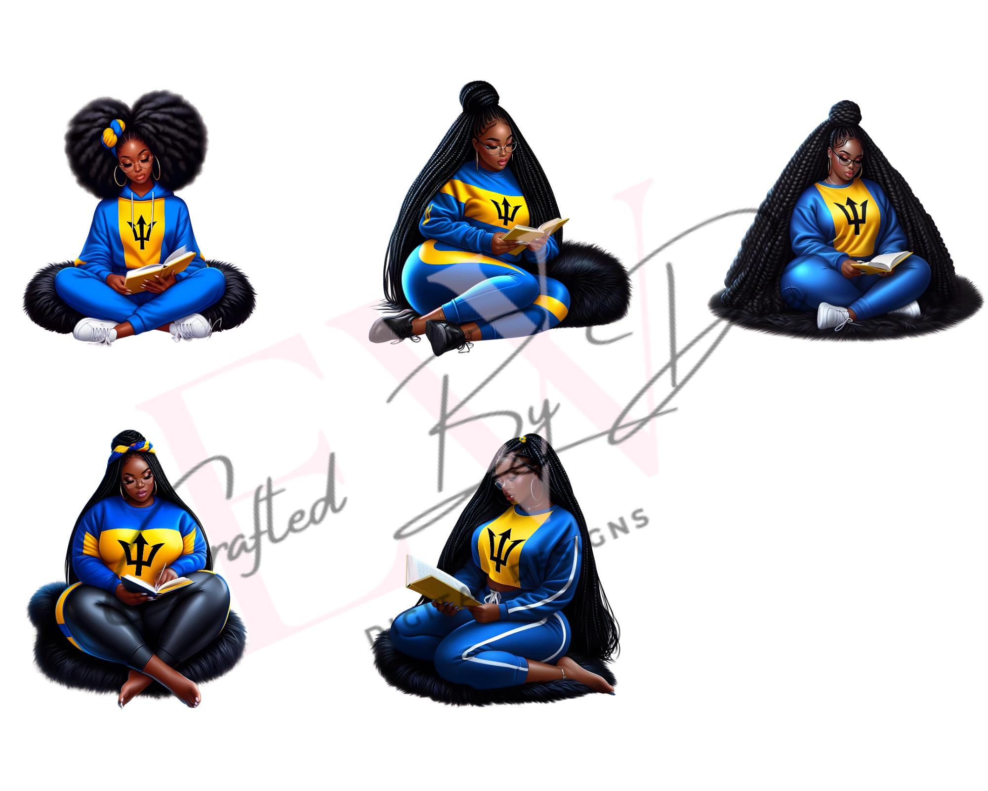 Bajan Book Lover Clipart Bundle: Caribbean Girl, Student Graphics - Etsy