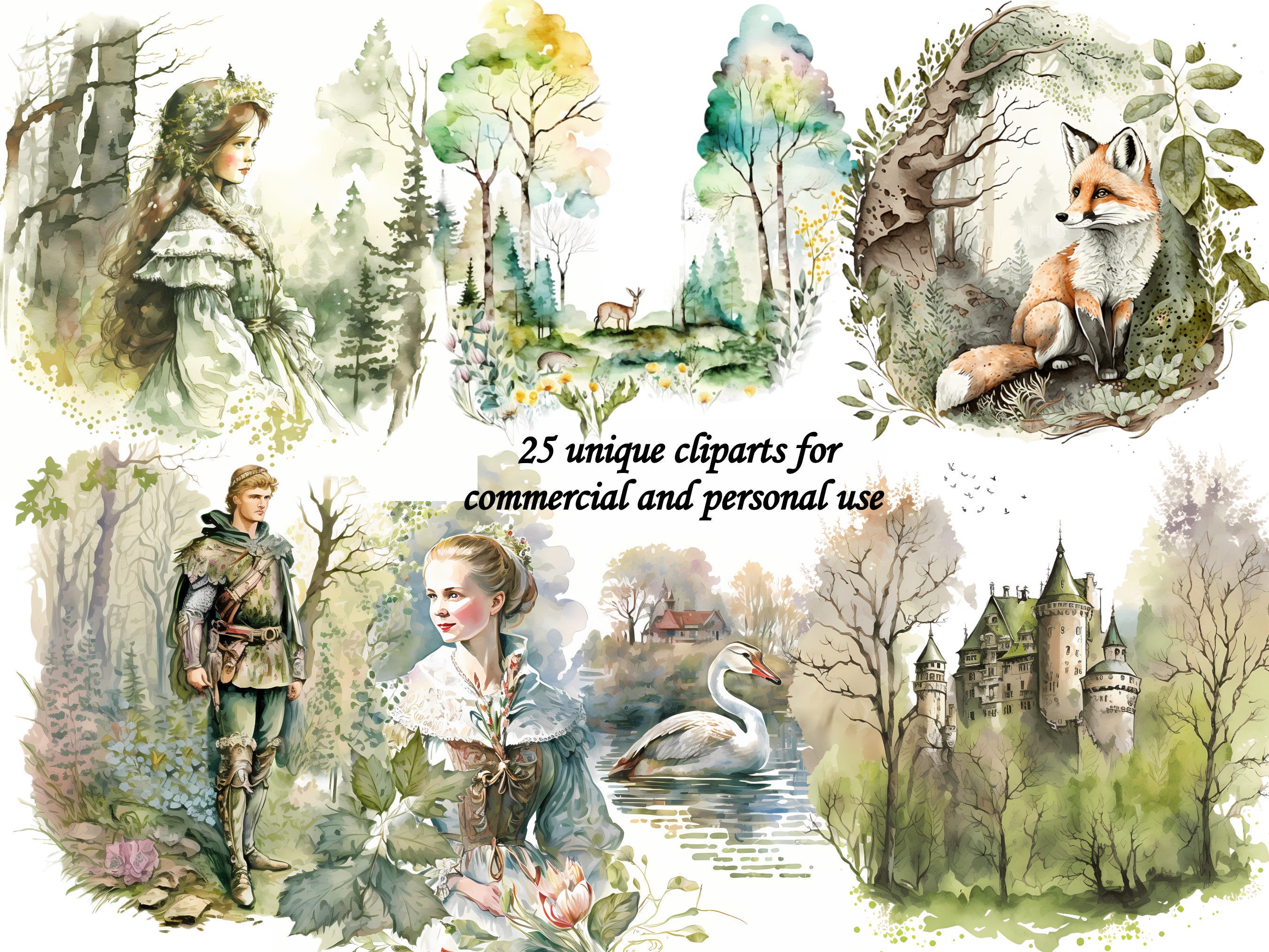 Fairytale Magical Fantasy Clipart Bundle, Clipart for Commercial and ...