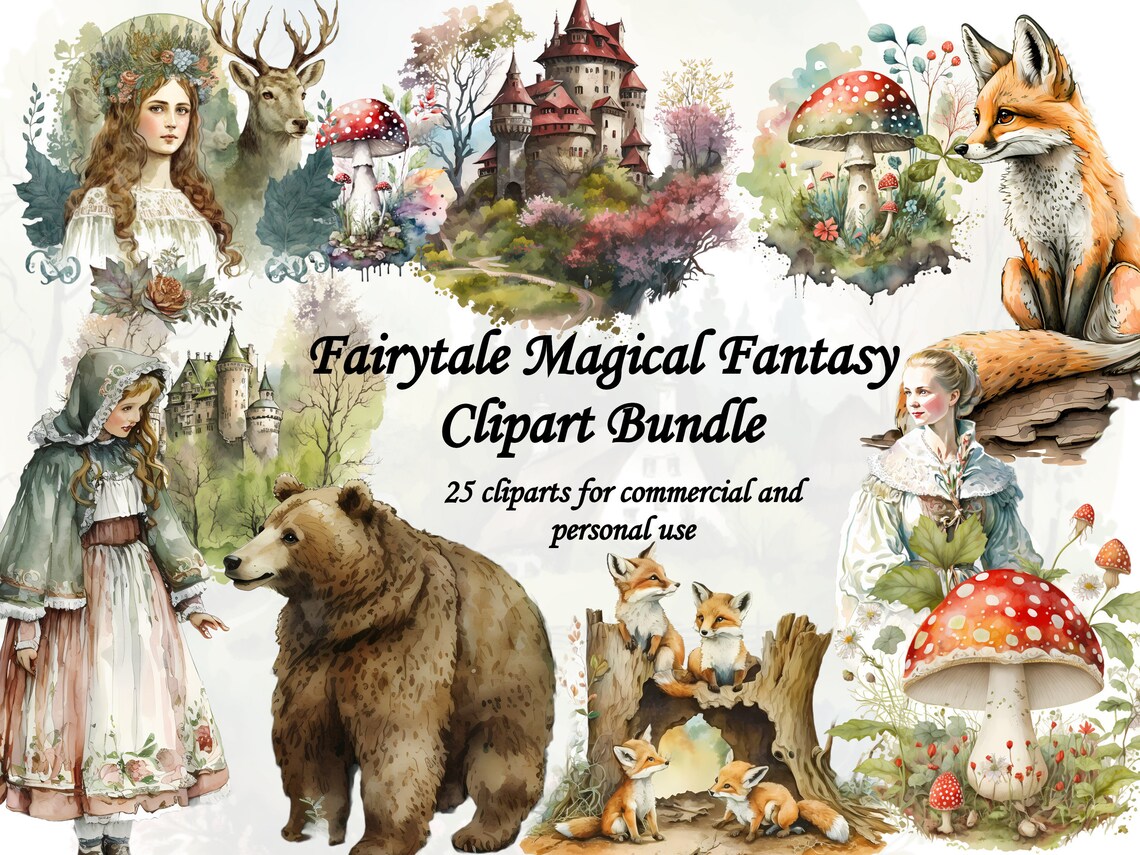 Fairytale Magical Fantasy Clipart Bundle, Clipart for Commercial and ...