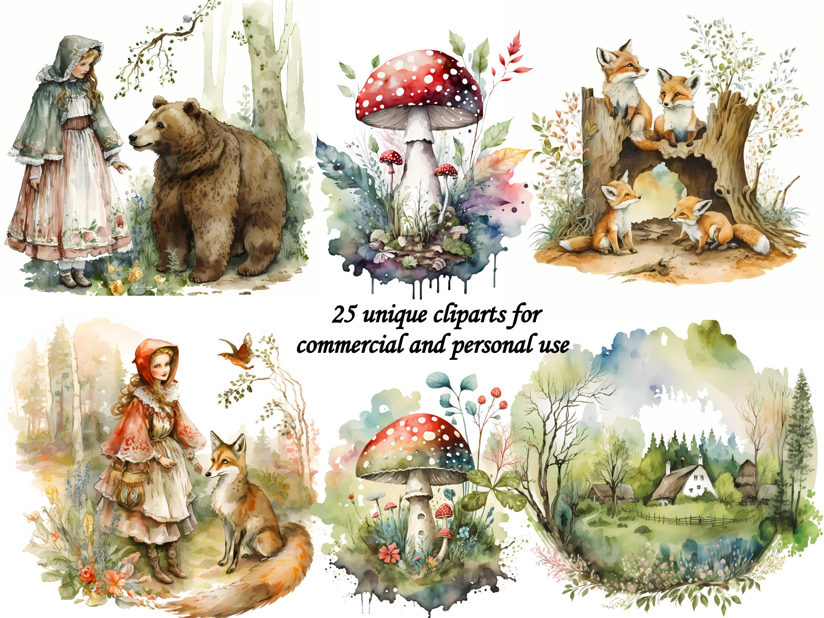 Fairytale Magical Fantasy Clipart Bundle, Clipart for Commercial and ...